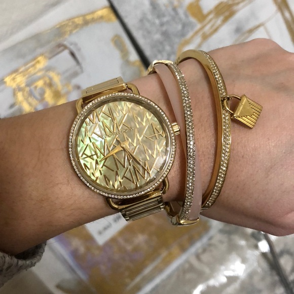 Michael Kors | Accessories | Nwt Michael Kors Mk Logo Gold Watch | Poshmark